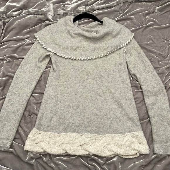 Sleeping On Snow | Sweaters | Gray And White Anthropology Cowl Neck ...
